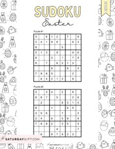 Easter Sudoku Puzzles - Cute & Free Printables | SaturdayGift