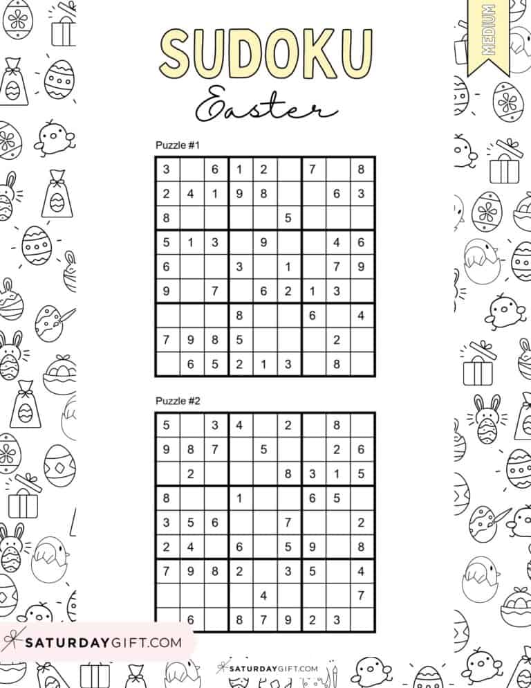 Easter Sudoku Puzzles - Cute & Free Printables | SaturdayGift