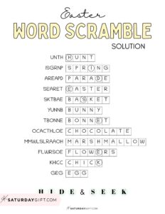 Easter Word Scramble - Cute & Free Printable | SaturdayGift