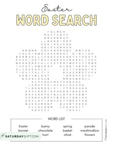 Easter Word Search - Cute & Free Printables | SaturdayGift