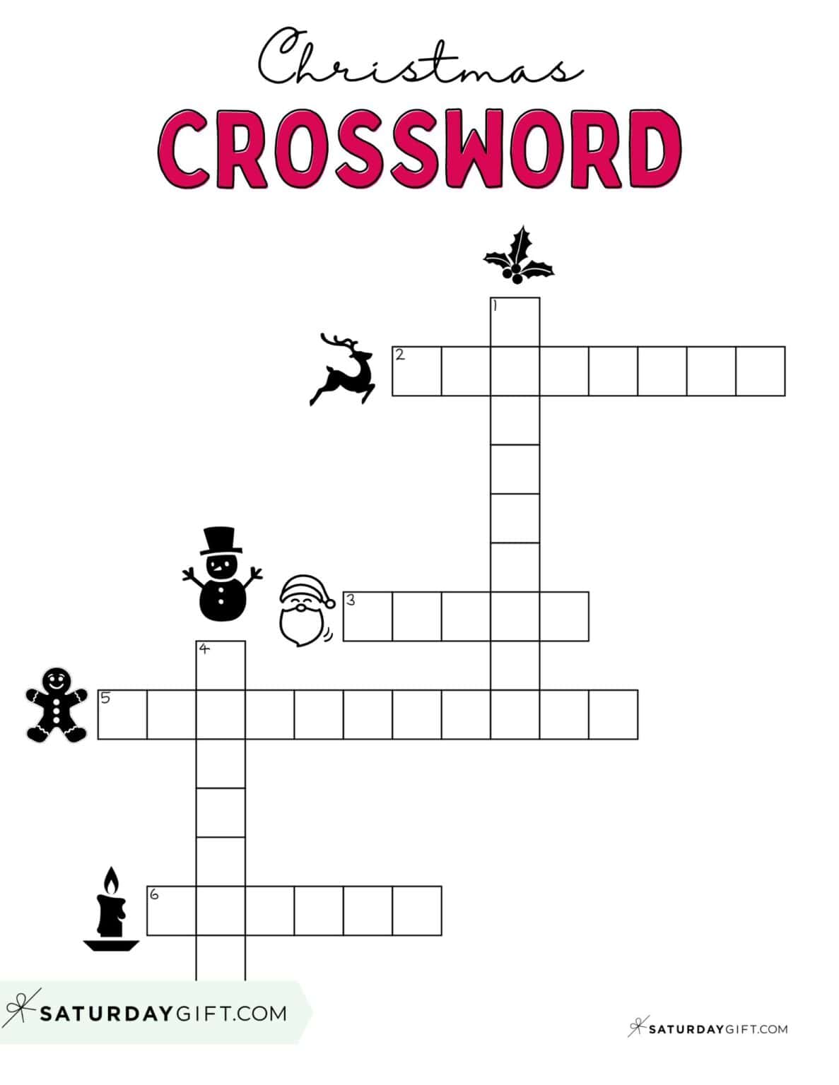 Christmas Crossword Puzzle - Cute & Free Printable | SaturdayGift