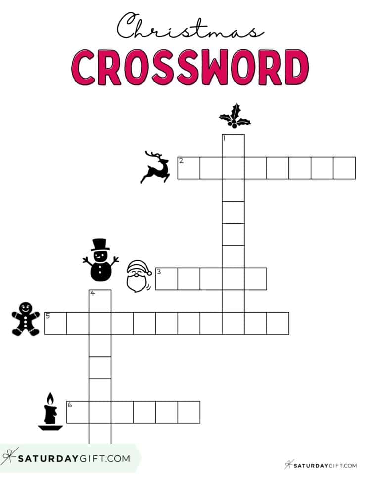 Christmas Crossword Puzzle - Cute & Free Printable | SaturdayGift