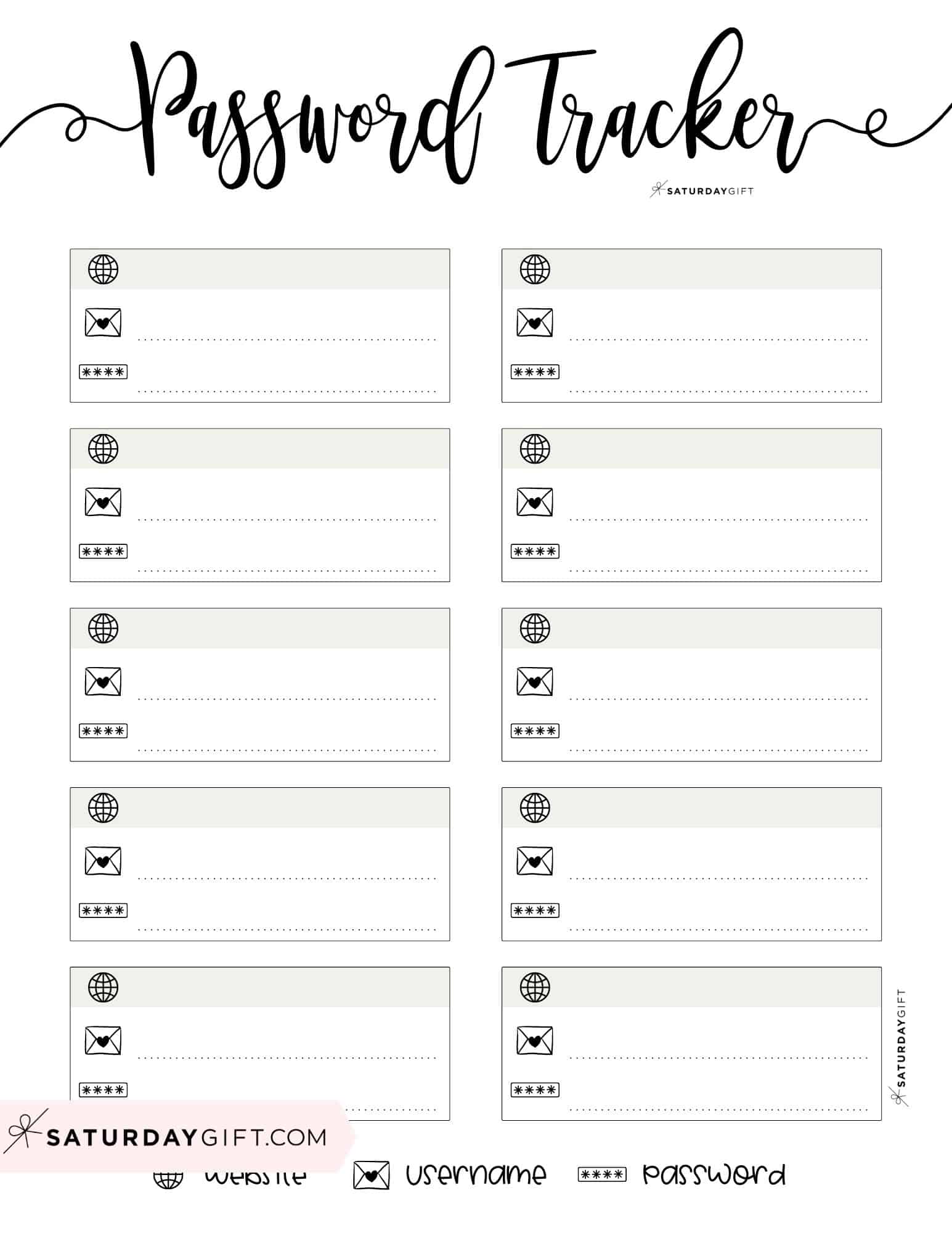 Password Tracker Printable - 15 Cute & Free Password Keepers
