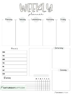 Weekly planner printable - 39 cute free weekly calendar templates ...