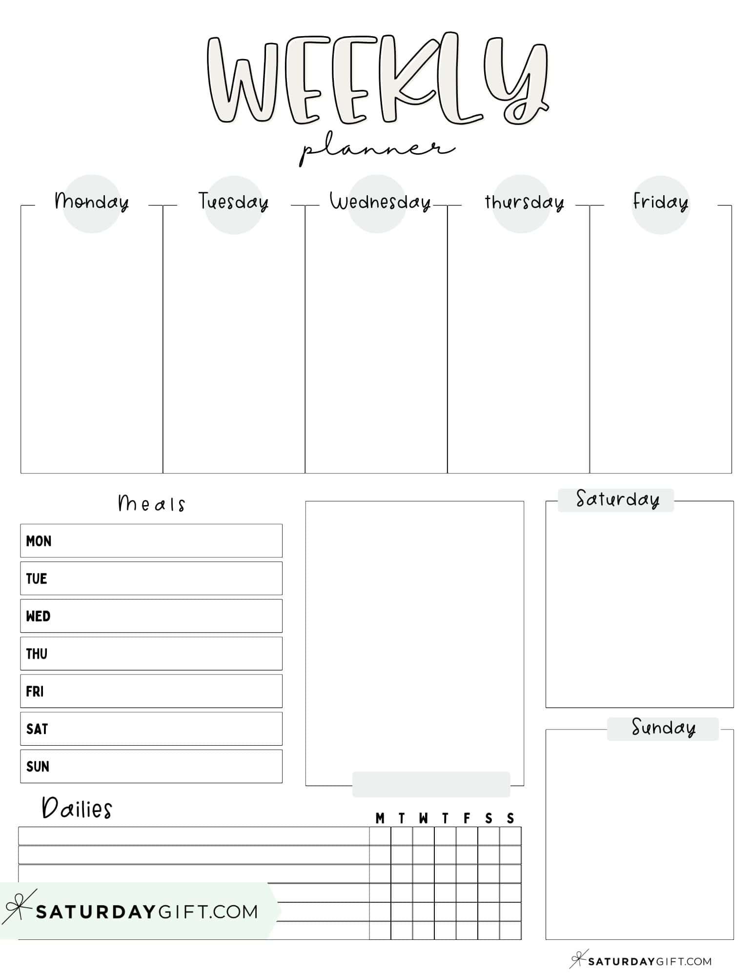 Weekly planner printable - 39 cute free weekly calendar templates ...