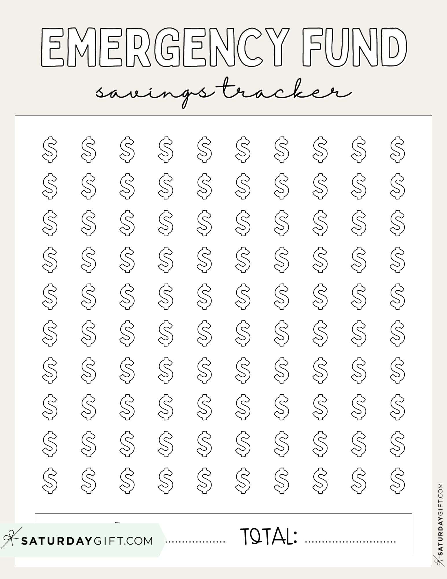 25 Cute & Free Emergency Fund Tracker Printable Templates | SaturdayGift