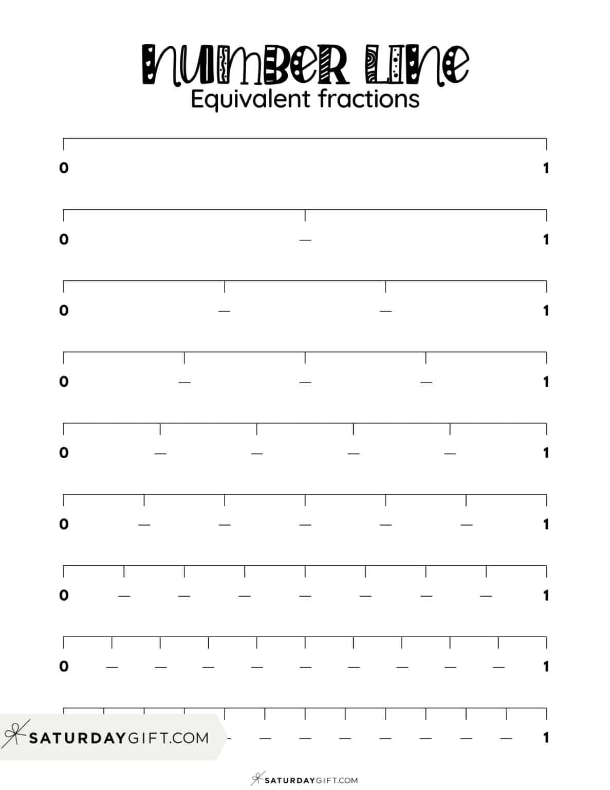 Fraction Number Line - 16 Free Printables and Blank Worksheets