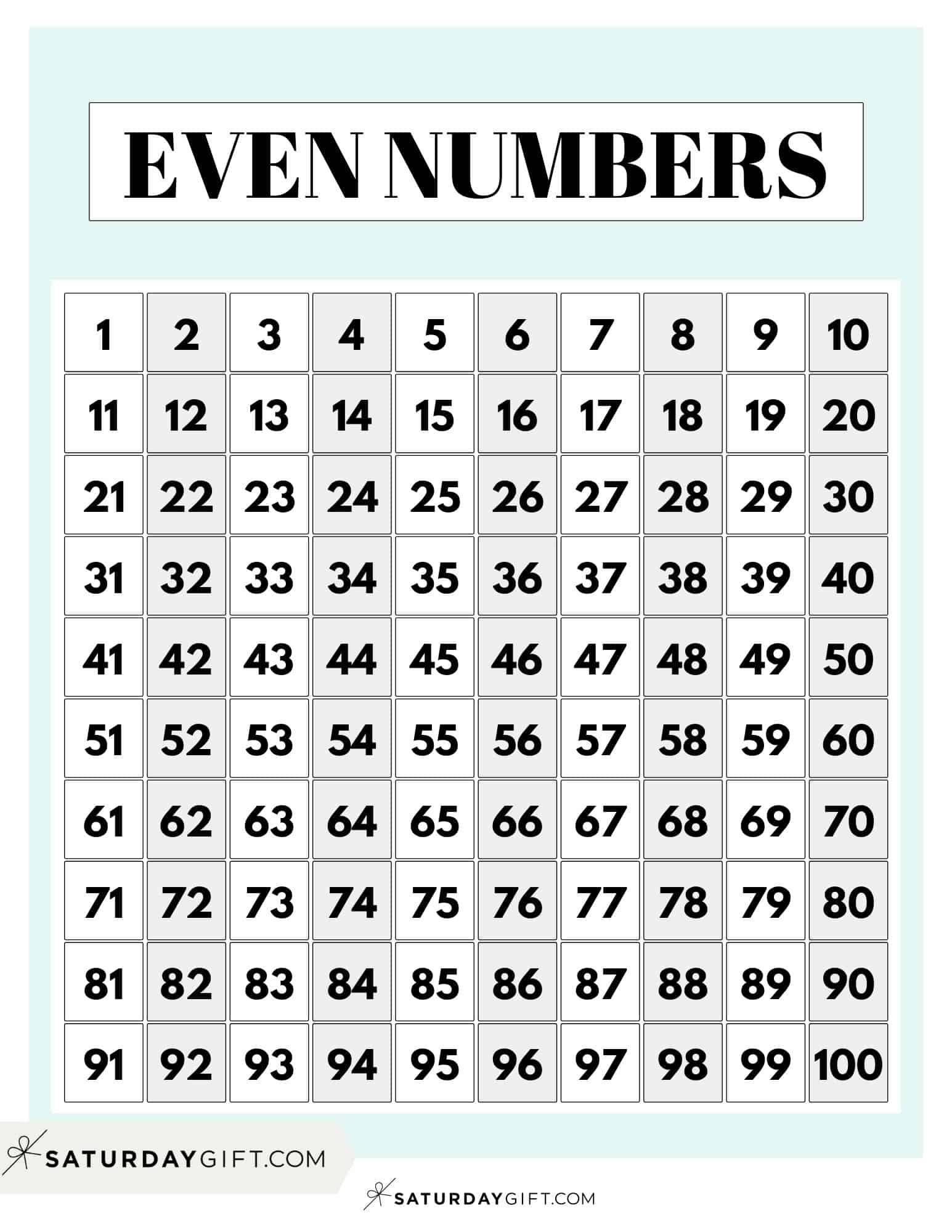 Even and Odd Numbers - 28 Cute & Free Printable Charts