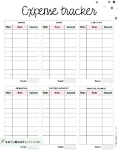 Expense Tracker Printable - 26 cute & Free Spending Logs