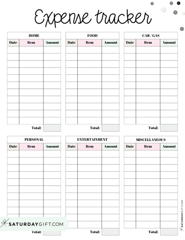 Expense Tracker Printable - 26 cute & Free Spending Logs