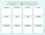 20 Cute & Free Printable Birthday Calendar Templates | SaturdayGift