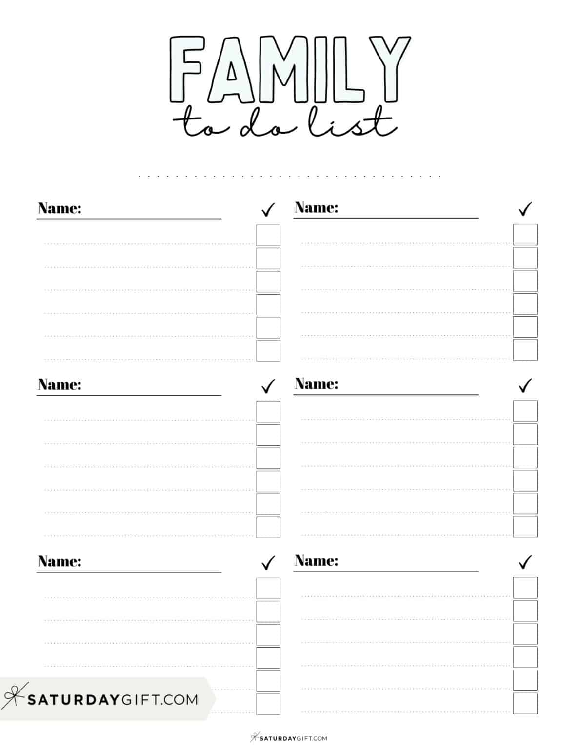 To-Do List Template - 29 Cute & Free Printable To-Do Lists | SaturdayGift