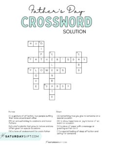 Father's Day Crossword Puzzle - Cute & Free Printable | SaturdayGift