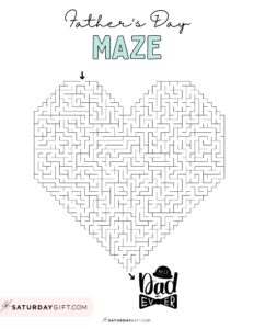 Father's Day Maze Printable - Cute & Free Templates | SaturdayGift