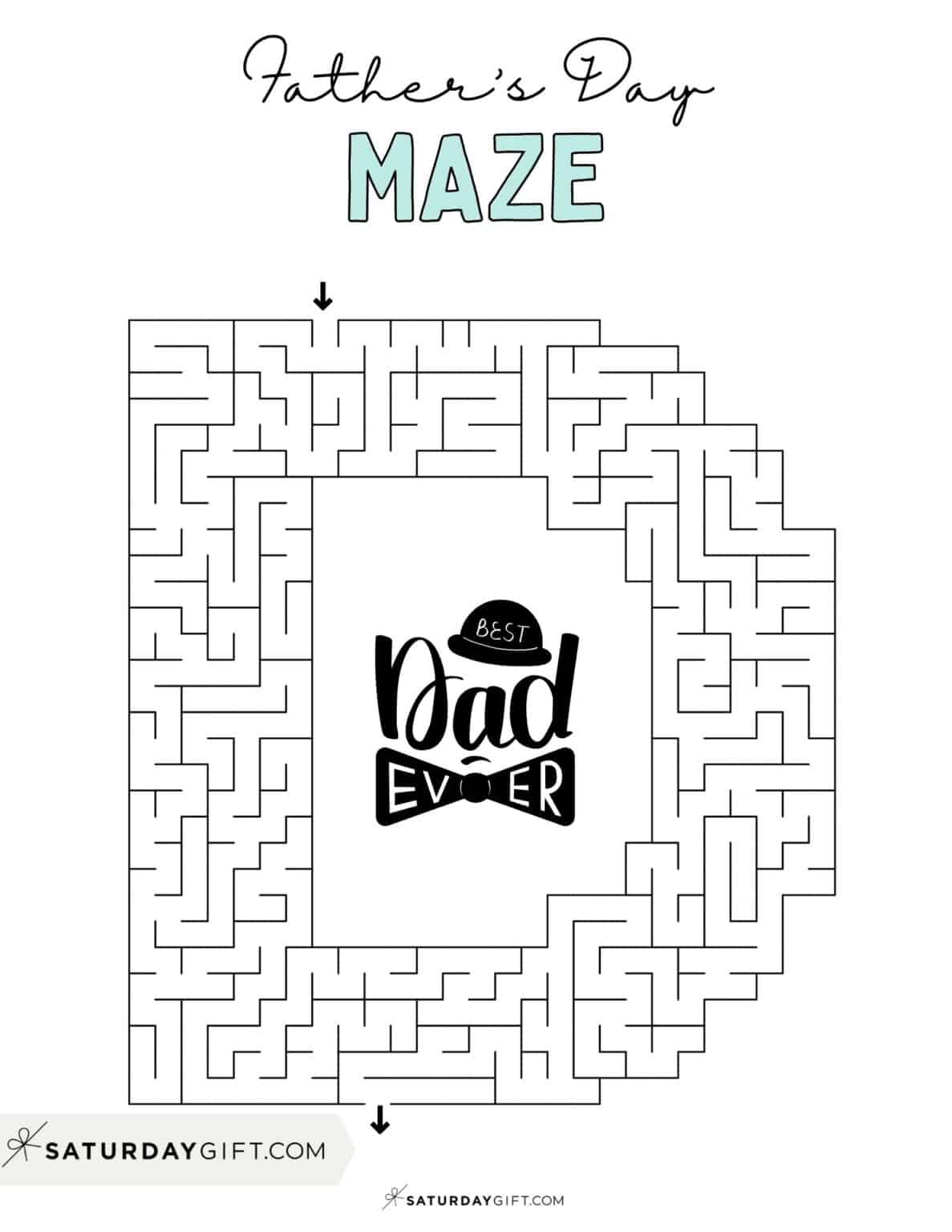 Father's Day Maze Printable - Cute & Free Templates | SaturdayGift