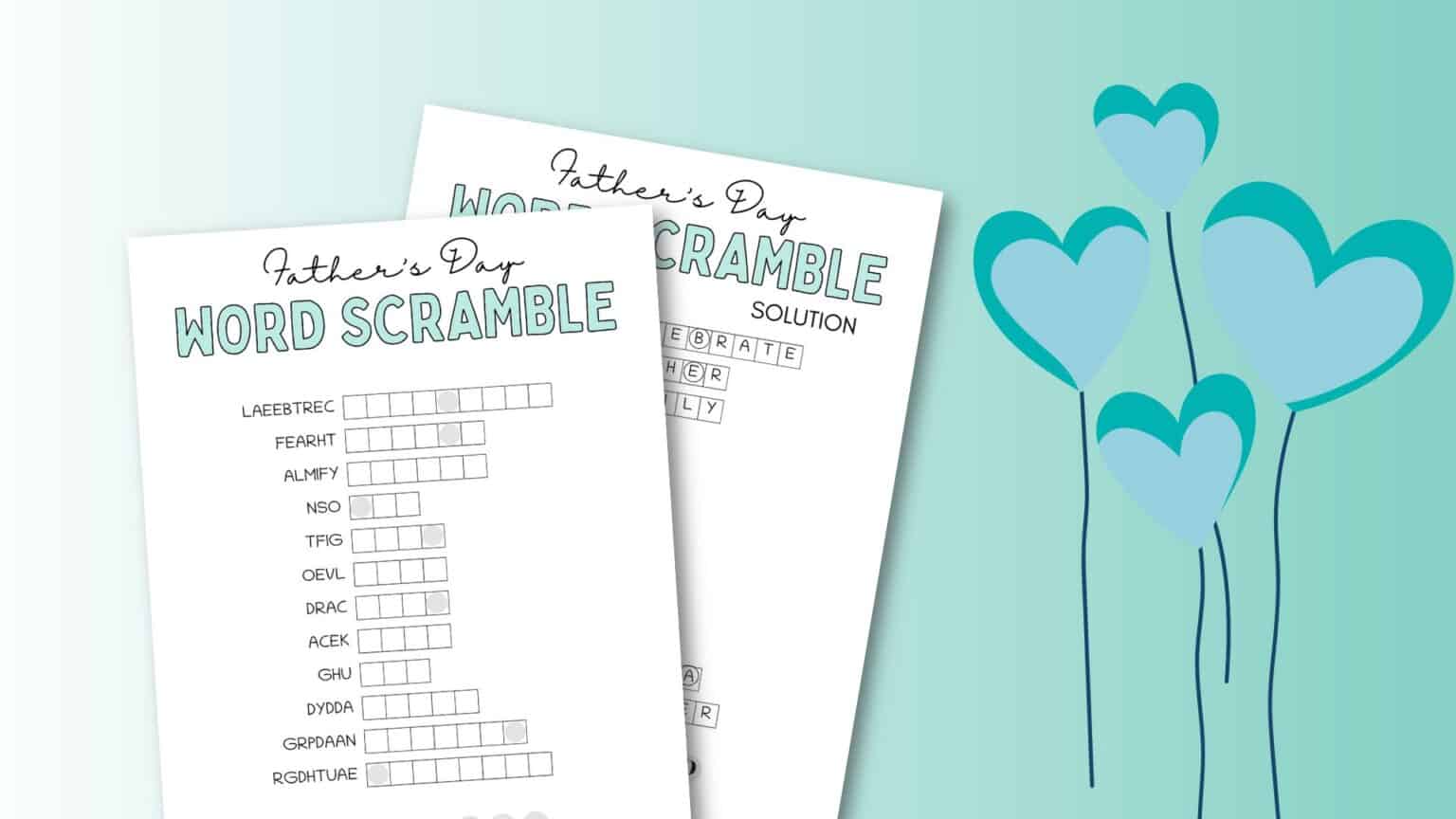 Father's Day Word Scramble - Cute & Free Printable | SaturdayGift