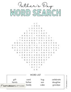 Father's Day Word Search - Cute & Free Printables | SaturdayGift