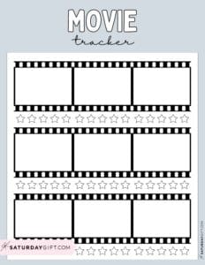 Movie Tracker Templates — 25 Cute Free Printables | SaturdayGift
