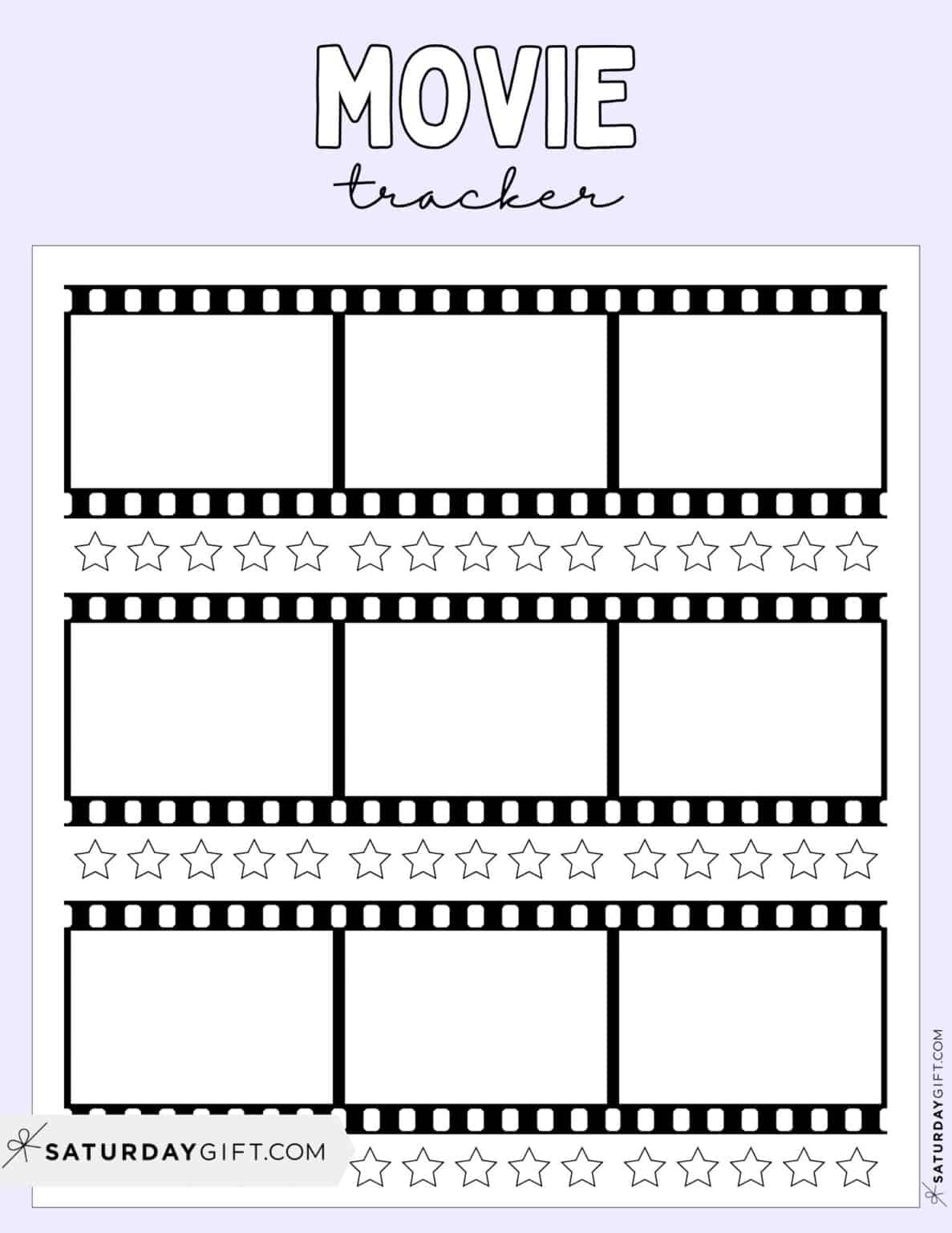 Movie Tracker Templates — 25 Cute Free Printables | SaturdayGift