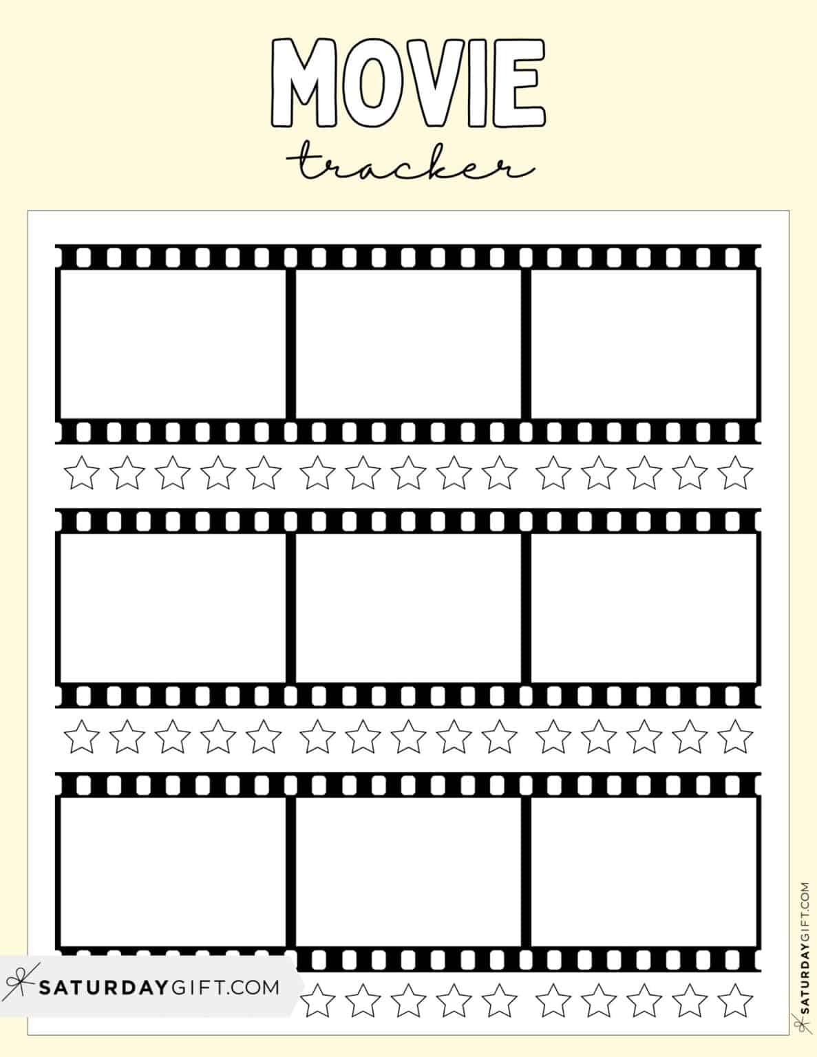 Movie Tracker Templates — 25 Cute Free Printables | SaturdayGift