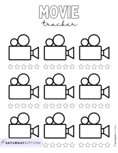 Movie Tracker Templates — 25 Cute Free Printables | SaturdayGift
