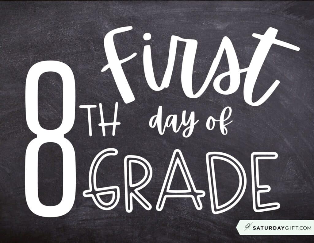 First Day Of Eighth Grade 2022 Printable Back To School Chalkboard 
