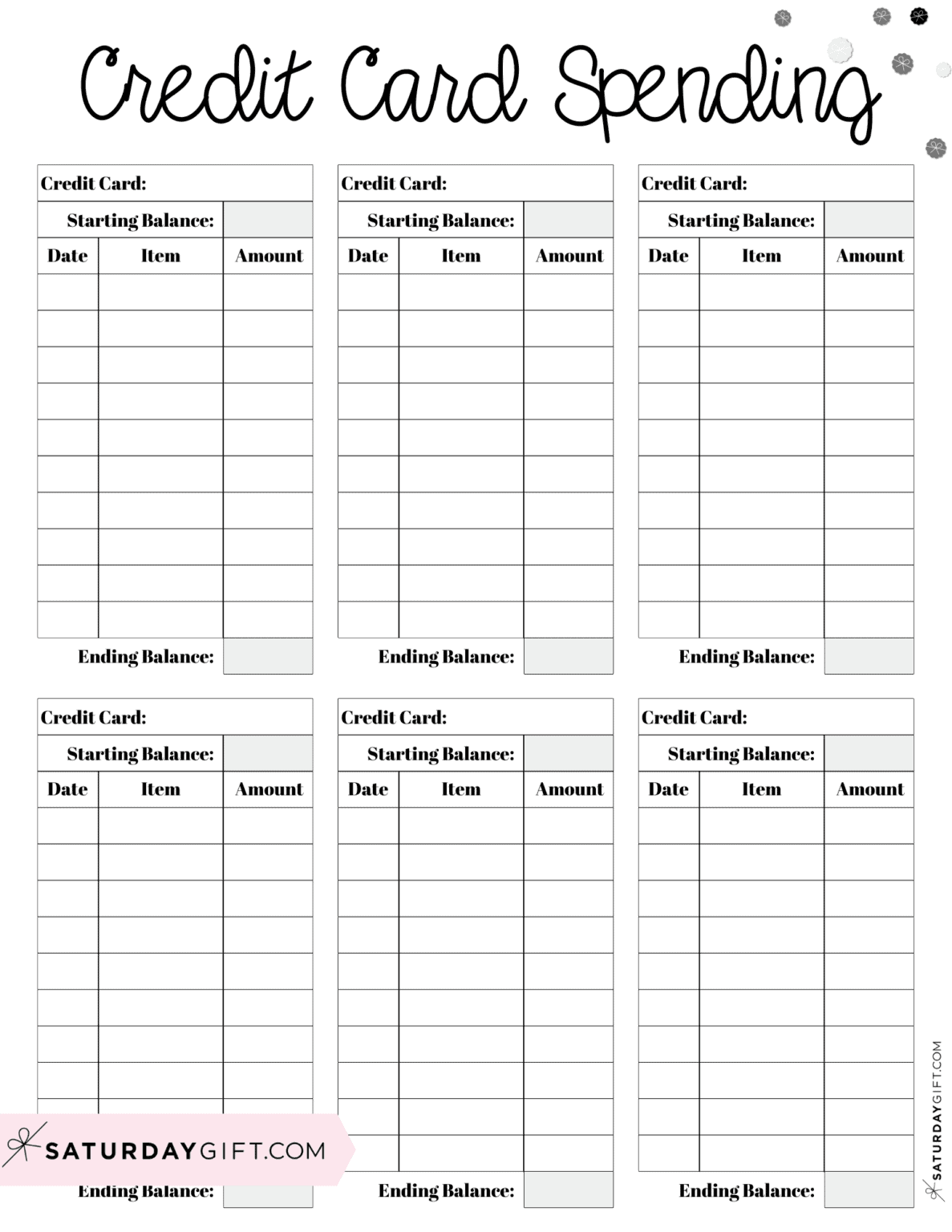 Credit Card Spending Trackers - Free Printables