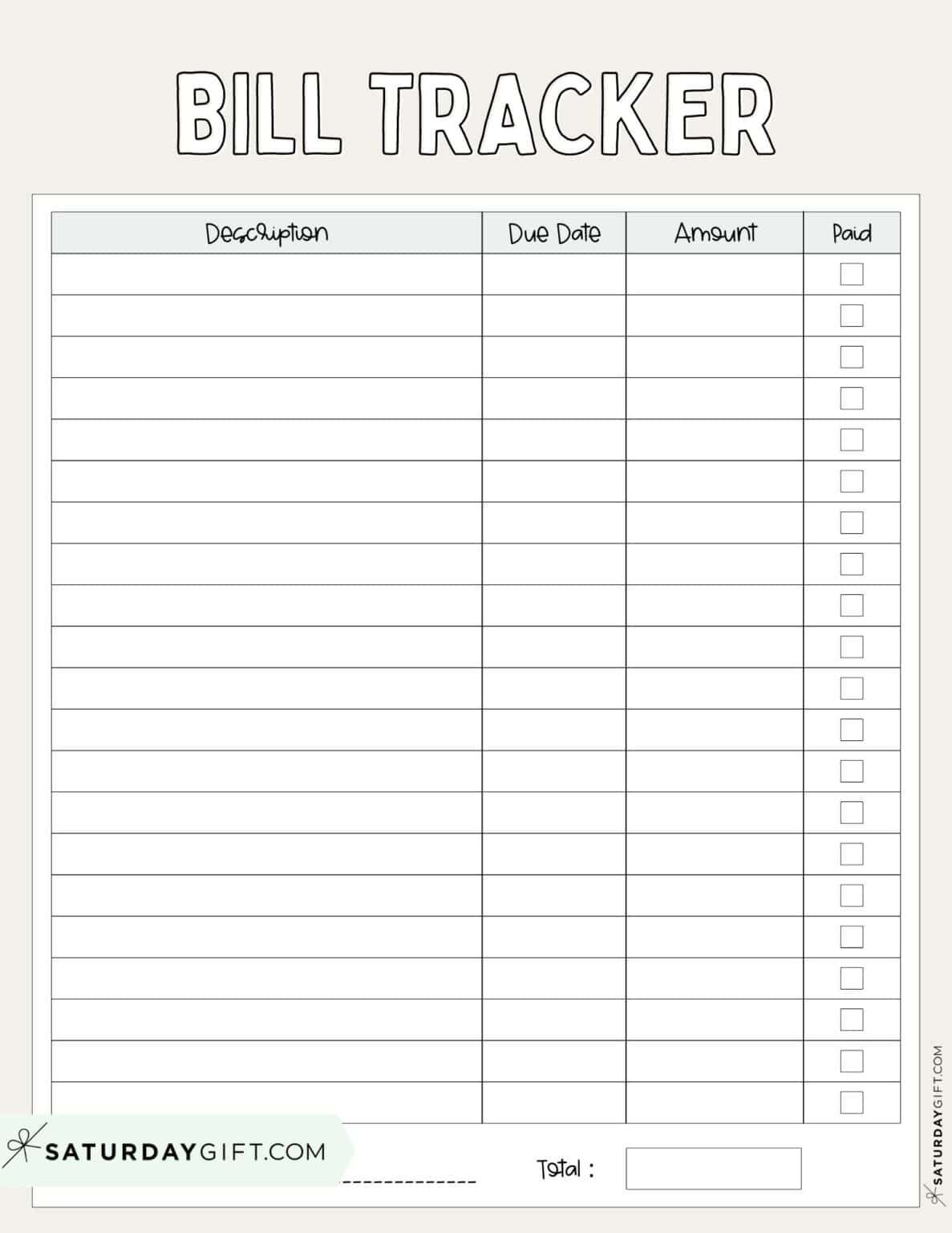 Bill Organizer Template - 39 Cute & Free Printable Bill Trackers