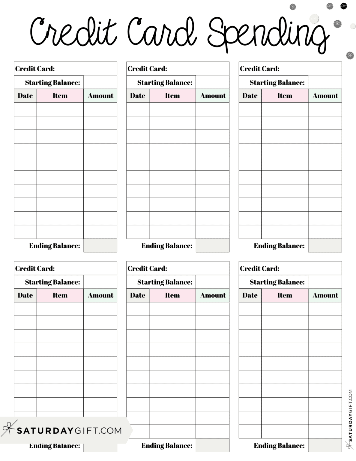 Credit Card Spending Trackers - Free Printables