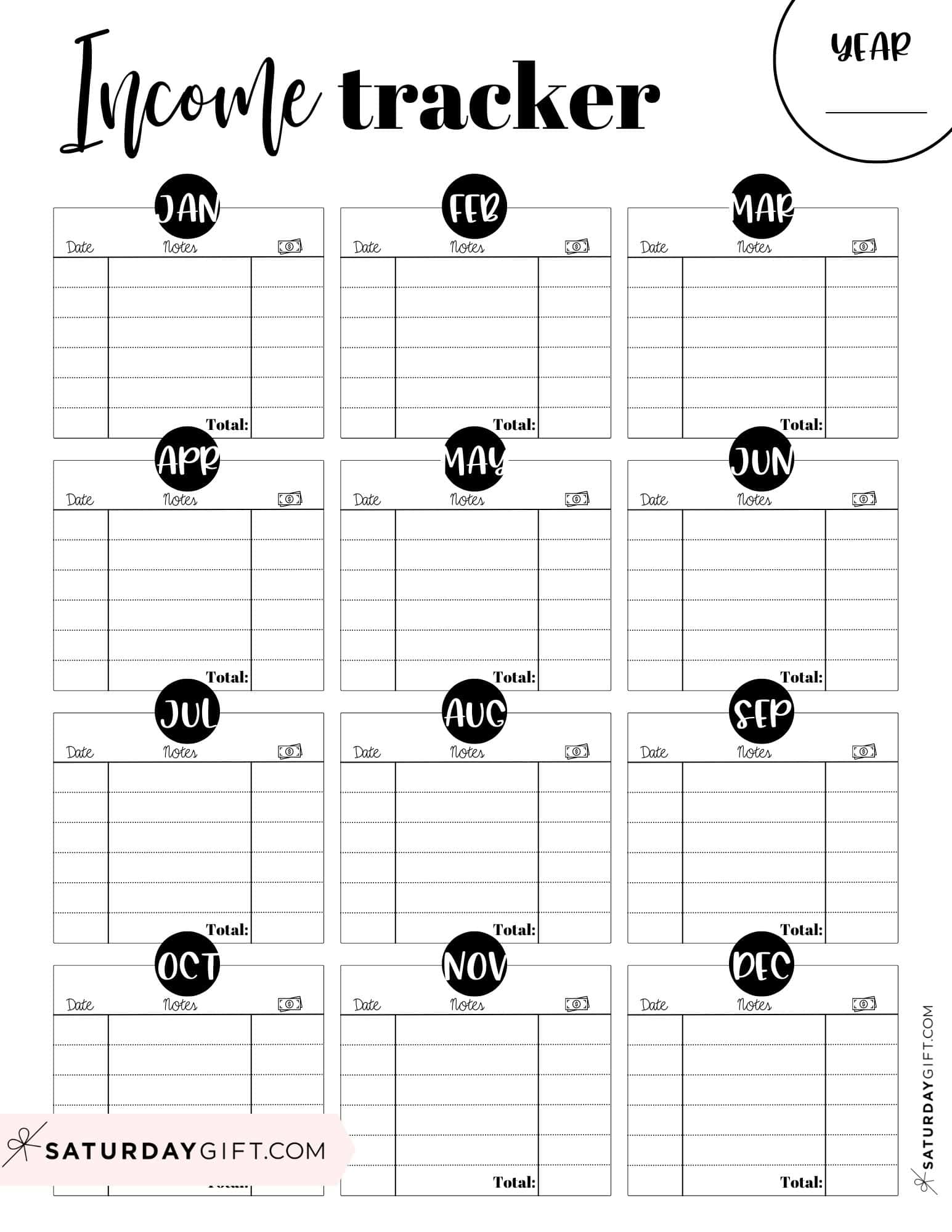 Income Tracker Printable - 19 Cute & Free Printable Templates