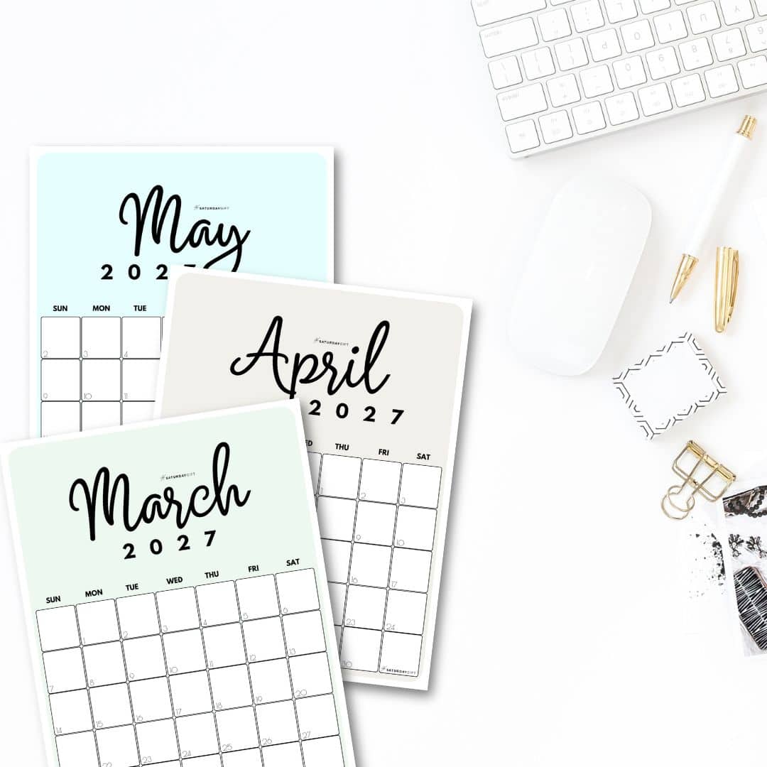 Pretty Pastel Calendars 2027 - Cute Free Printables