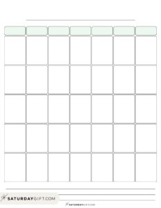 Blank Calendar templates - 29 Cute & Free Printables | SaturdayGift