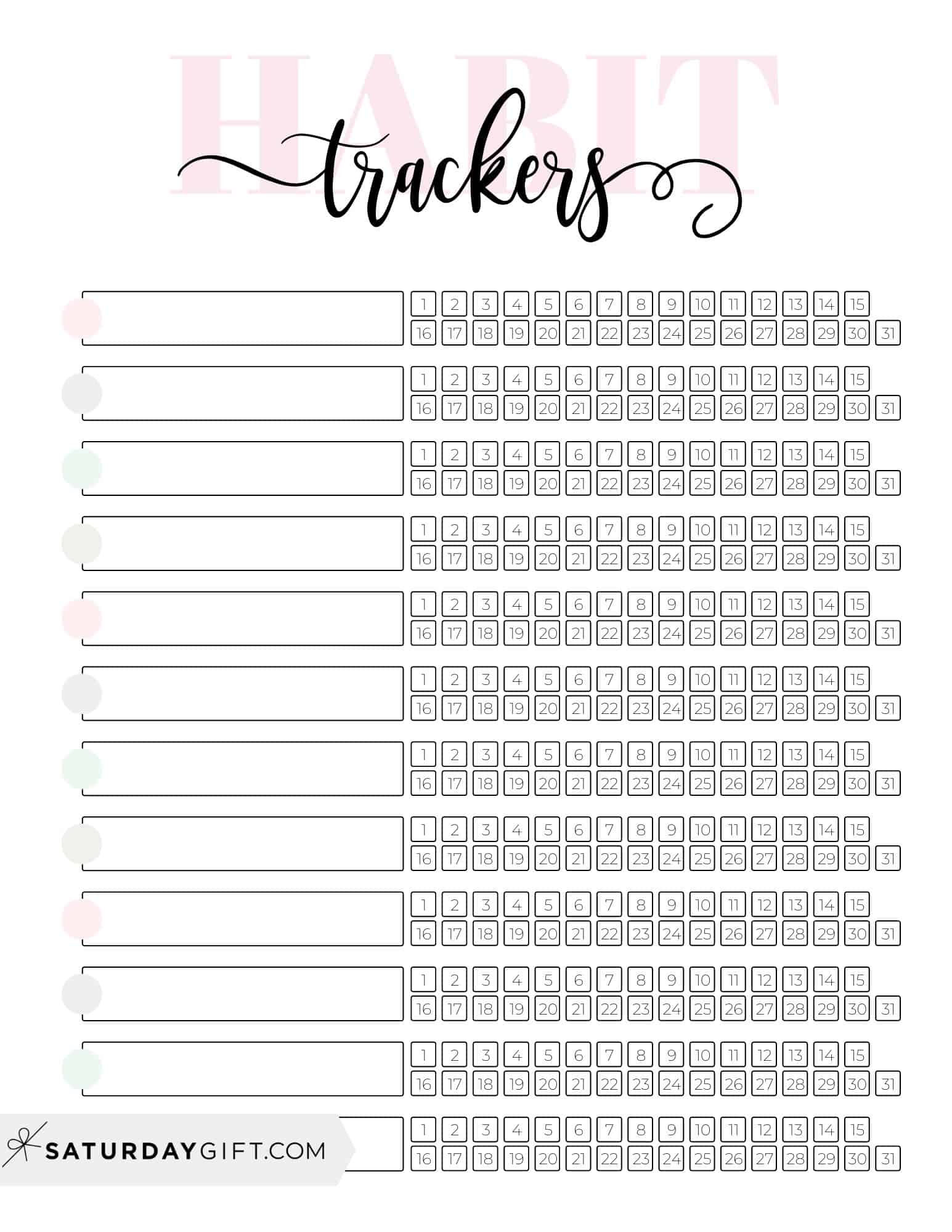 Habit Tracker Printable - 43 Cute & Free Printable Habit Trackers