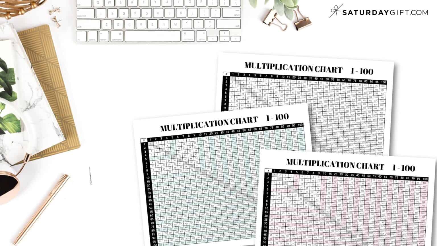 Multiplication Chart 1 to 100 - Cute & Free Printable Grids | SaturdayGift