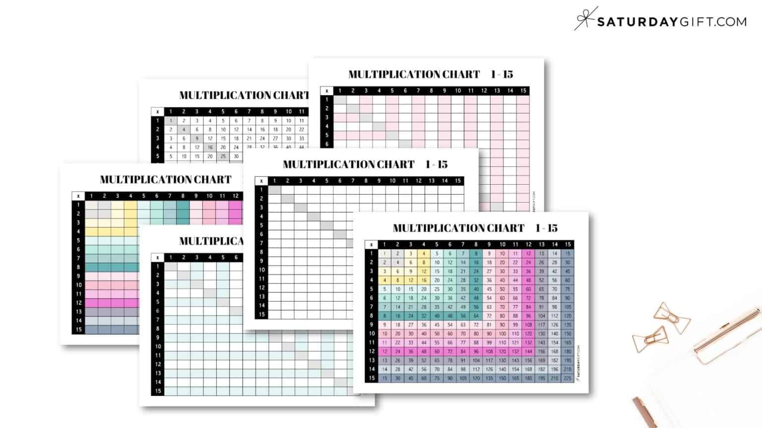 Multiplication Chart 1 to 15 - Cute & Free Printables | SaturdayGift