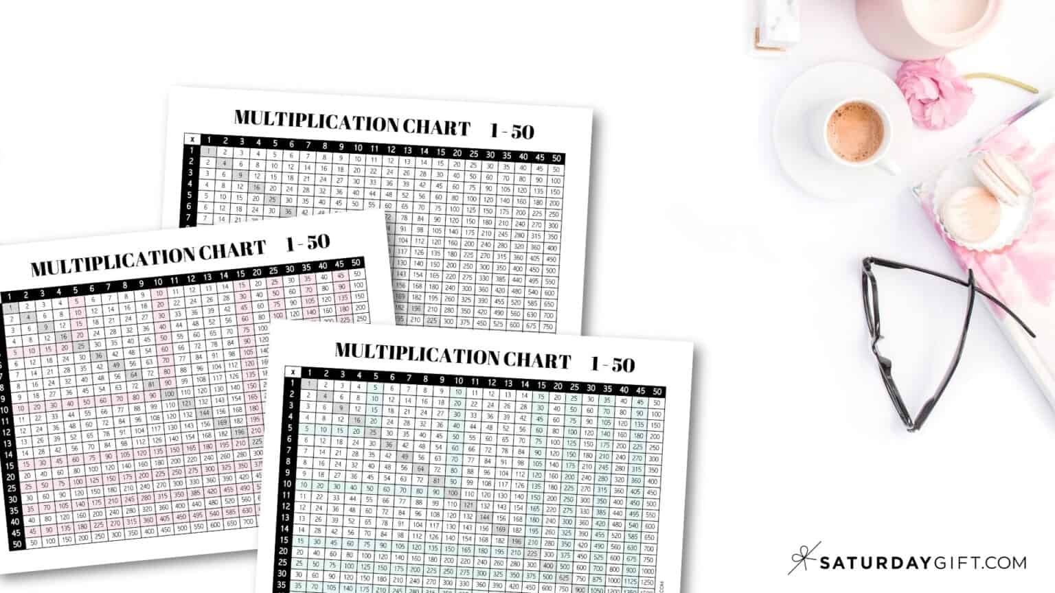 Multiplication Chart 1 to 50 - Cute & Free Printable Grids | SaturdayGift