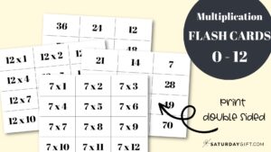Free Printable Multiplication Flash Cards | SaturdayGift