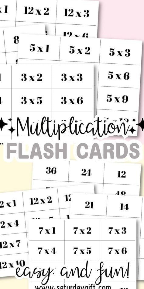 Free Printable Multiplication Flash Cards | SaturdayGift