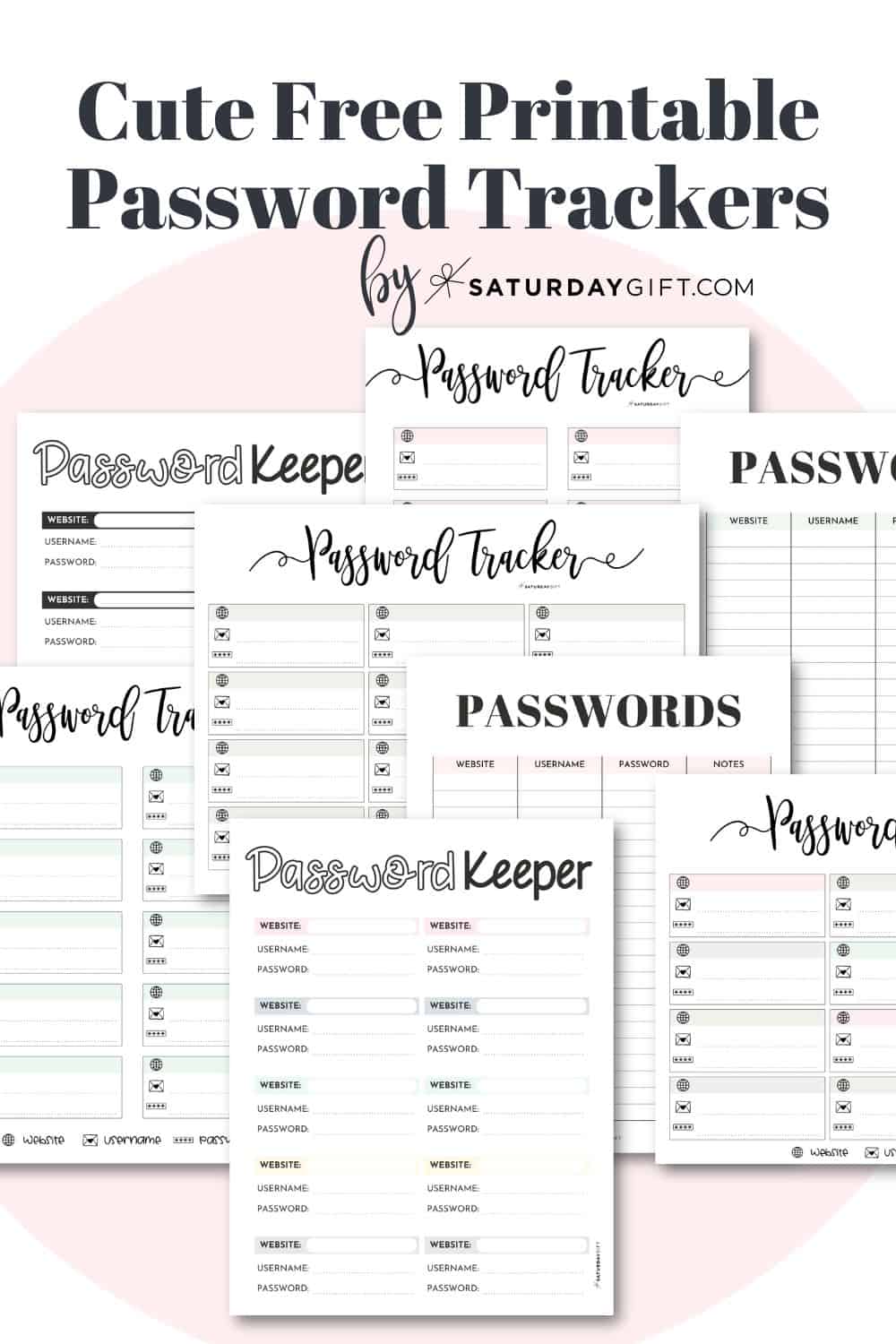 Password Tracker Printable - 15 Cute & Free Password Keepers