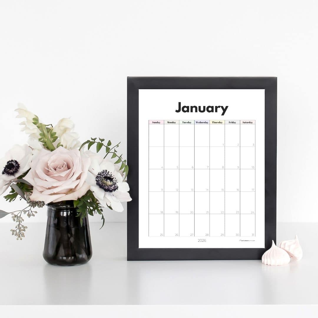 Pastel Monthly Calendar 2026 - Cute Free Printables