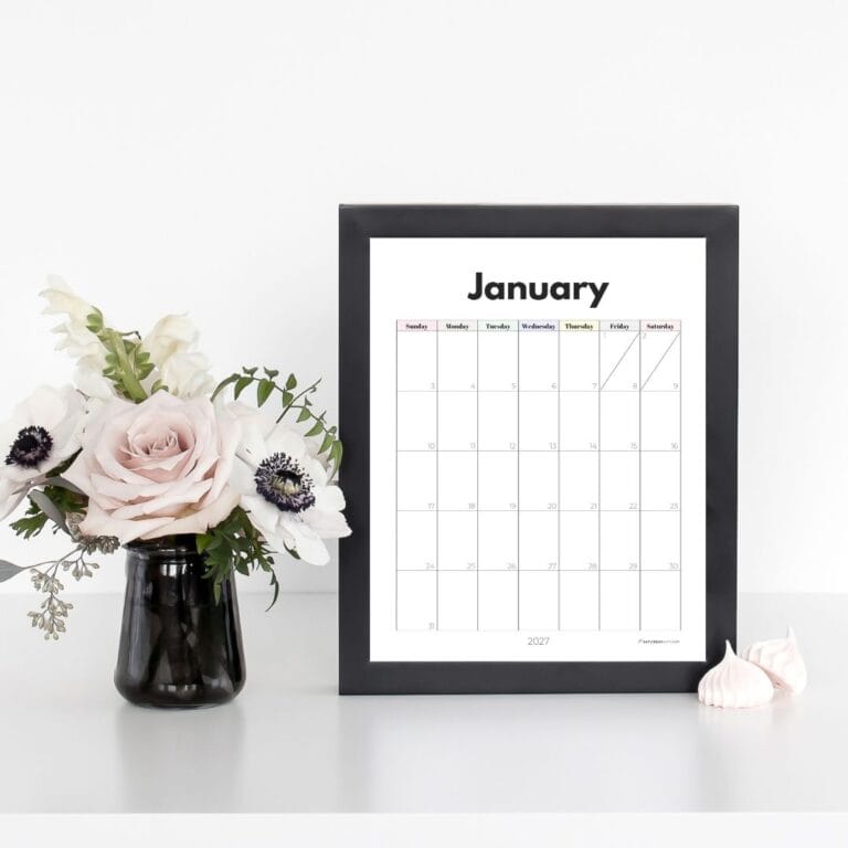 Pastel Monthly Calendar 2027 - Cute Free Printables