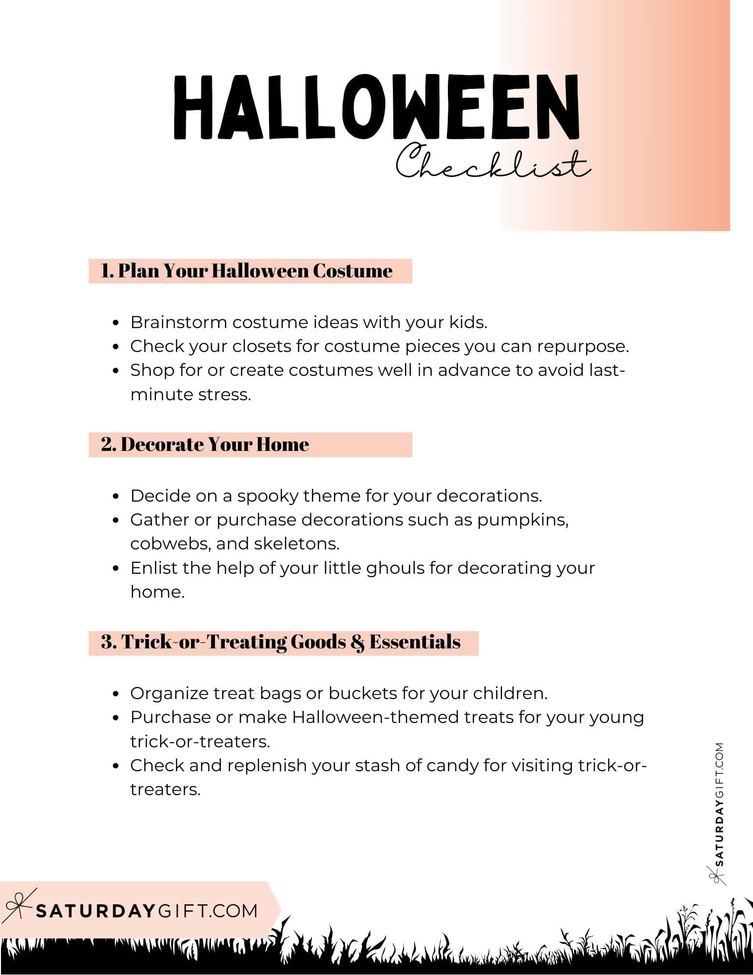 Halloween Checklist: A Stress-Free Guide to Spooktacular Fun | SaturdayGift