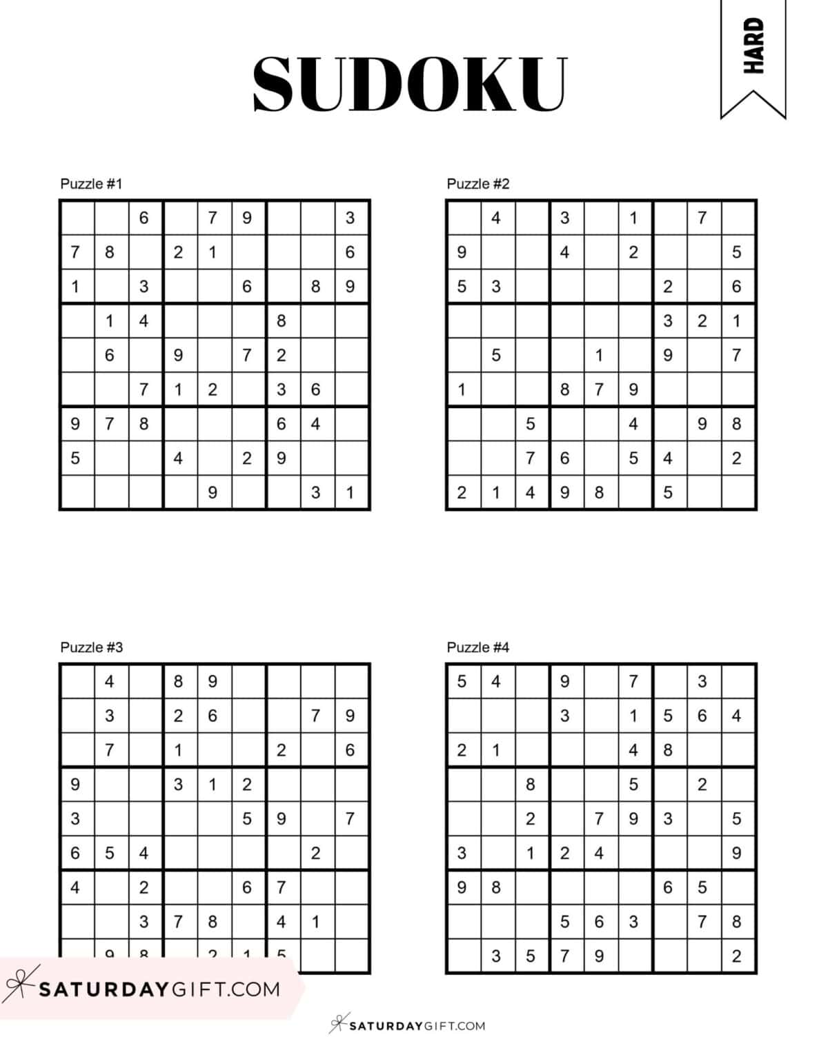 72 Free Printable Sudoku Puzzles | SaturdayGift