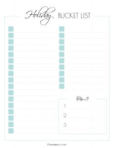 Holiday Bucket List Ideas + Free Bucket List Printables