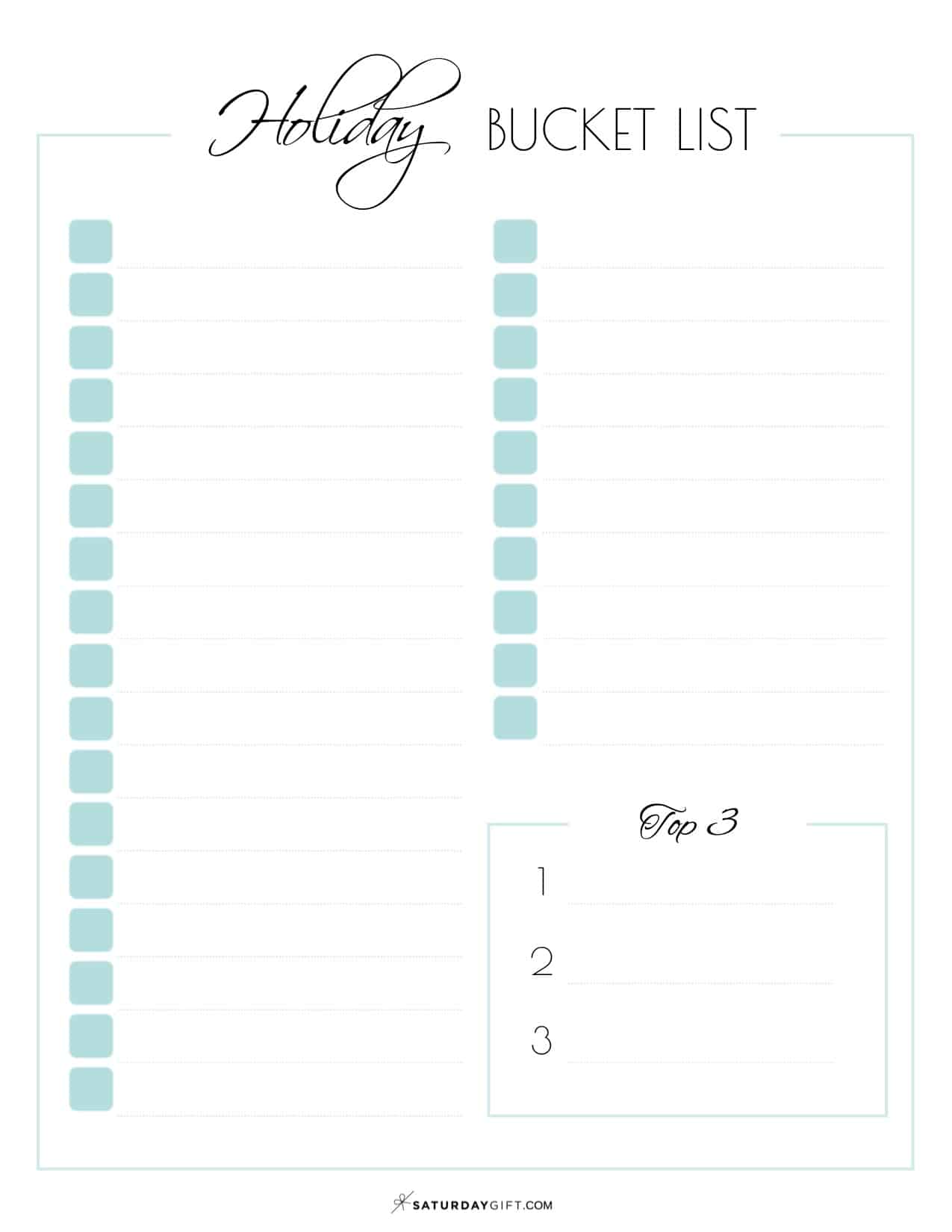 Holiday Bucket List Ideas + Free Bucket List Printables