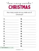 How Many Words Can You Make From Christmas - Worksheet