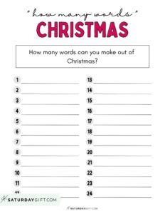How Many Words Can You Make From Christmas - Worksheet