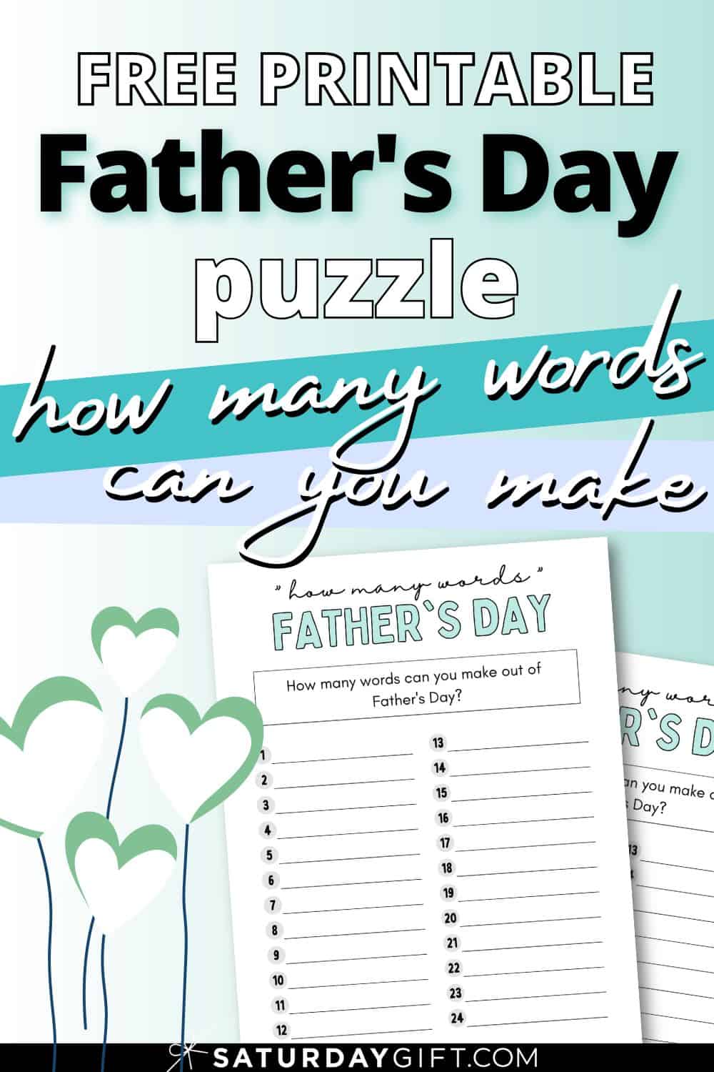 How Many Words Can You Make From Father's Day - Worksheet