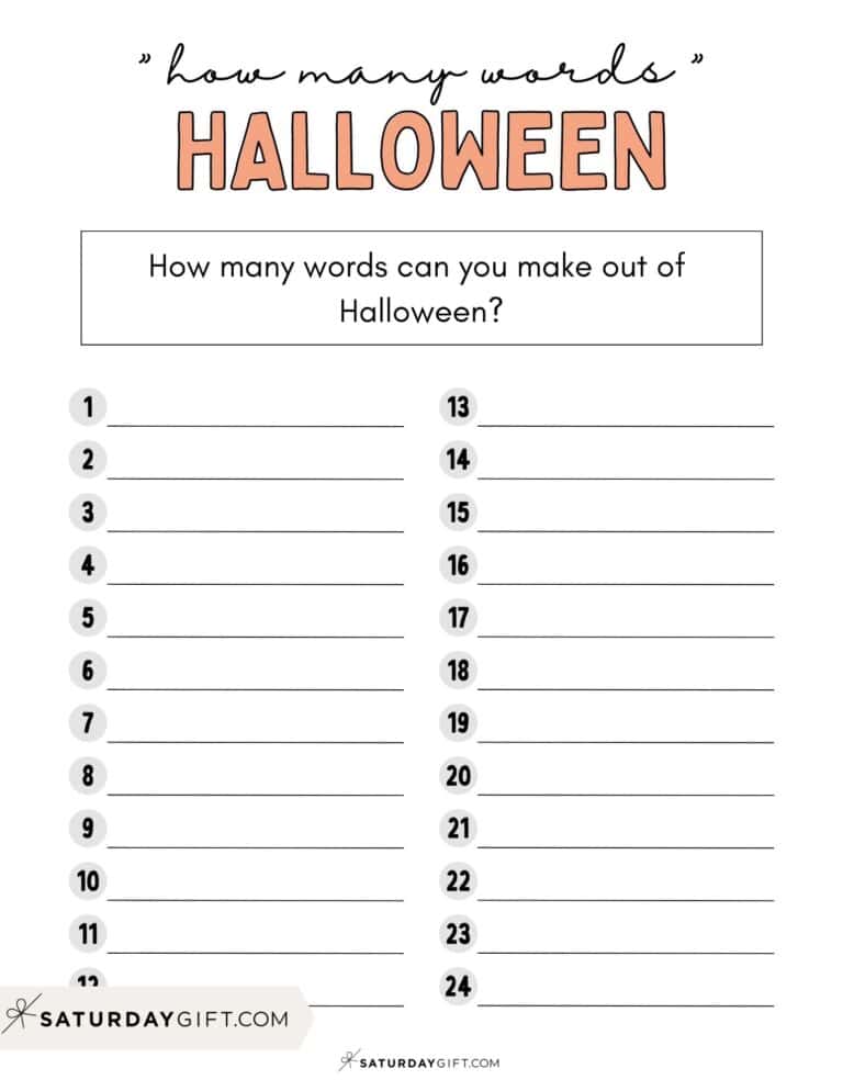 How Many Words Can You Make From Halloween - Worksheet