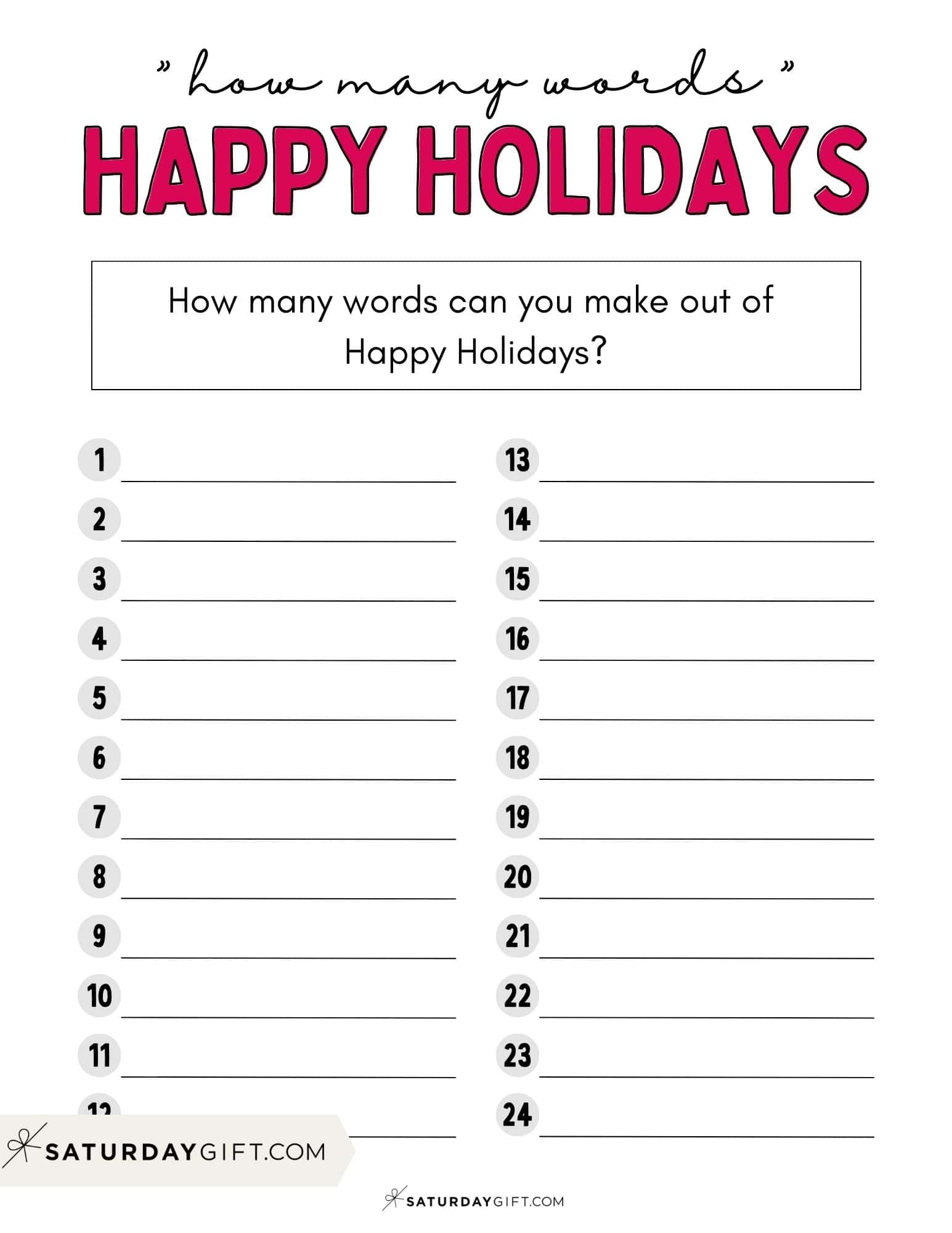 How Many Words Can You Make From Christmas - Worksheet